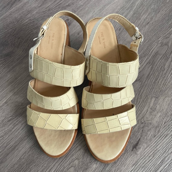 rag & bone | Shoes | Rag Bone Cream Snakeskin Wedges | Poshmark